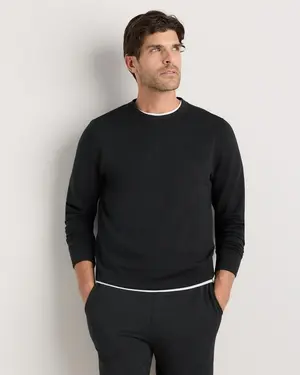 Quince Supersoft Fleece Crewneck Pullover - Black