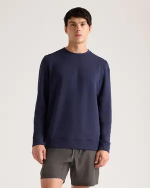 Quince Supersoft Fleece Crewneck Pullover - Navy
