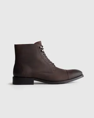 Quince Crafted Leather Cap Toe Boots - Brunette