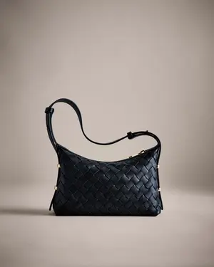 Quince Italian Leather Handwoven Mini Bag - Black