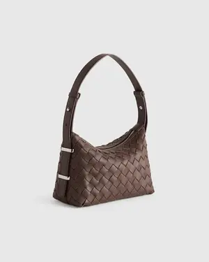 Quince Italian Leather Handwoven Mini Bag - Dark Brown