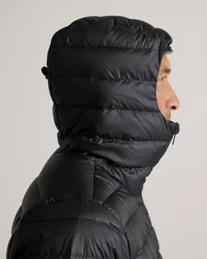 Quince Lightweight Down Packable Puffer Hooded Jacket - Black