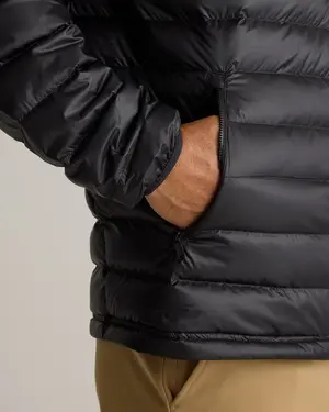 Quince Lightweight Down Packable Puffer Hooded Jacket - Black