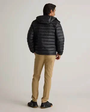 Quince Lightweight Down Packable Puffer Hooded Jacket - Black