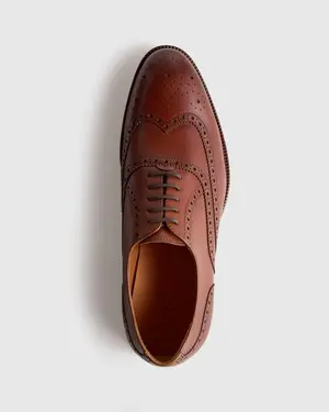 Quince Italian Leather Wingtip Oxford - Cognac
