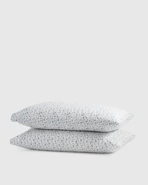 Quince Organic Crisp Percale Pillowcase Set Blue Florette
