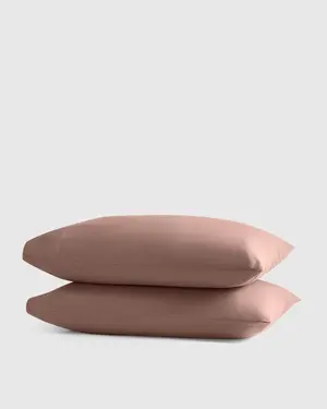 Quince Organic Crisp Percale Pillowcase Set - Fig