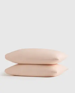 Quince Organic Crisp Percale Pillowcase Set - Soft Pink