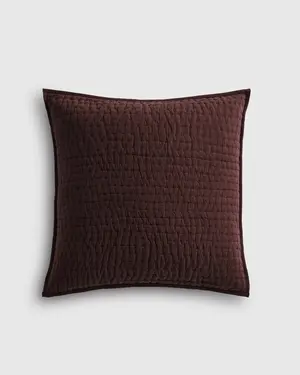 Quince European Linen Cotton Stitch Quilted Sham - Espresso