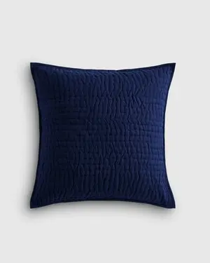 Quince European Linen Cotton Stitch Quilted Sham - Navy