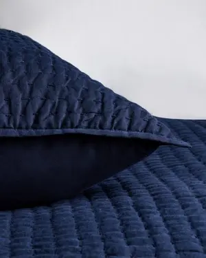 Quince European Linen Cotton Stitch Quilted Sham - Navy