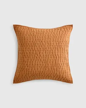Quince European Linen Cotton Stitch Quilted Euro Sham Terracotta