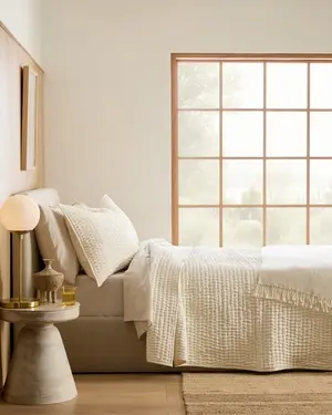 Quince European Linen Cotton Stitch Quilt - Ivory
