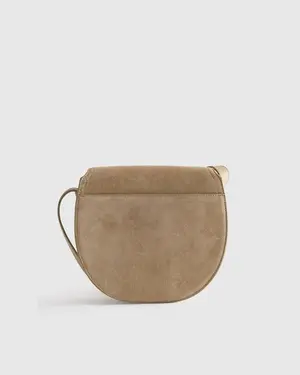 Quince Italian Suede Saddle Crossbody Bag - Sand