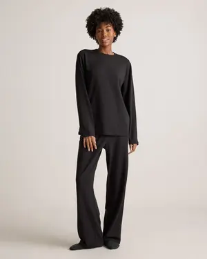 Quince Dream Lounge Oversized Long Sleeve Pajama Set - Bold Black