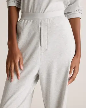 Quince Dream Lounge Oversized Long Sleeve Pajama Set - Light Heather Grey