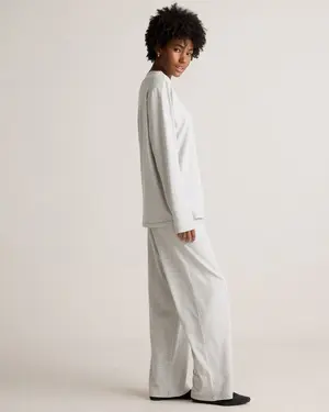 Quince Dream Lounge Oversized Long Sleeve Pajama Set - Light Heather Grey