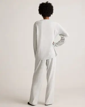 Quince Dream Lounge Oversized Long Sleeve Pajama Set - Light Heather Grey