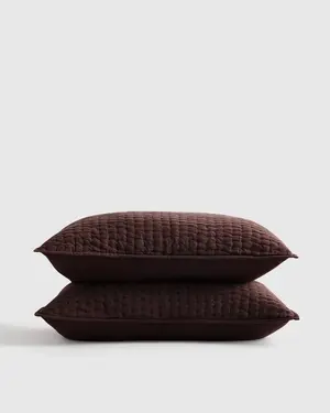 Quince European Linen Cotton Stitch Sham Set Espresso