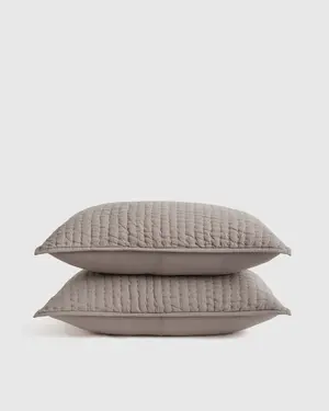 Quince European Linen Cotton Stitch Sham Set Stone