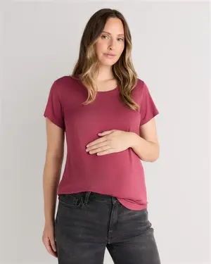 Quince Bamboo Jersey T-shirt - Faded Maroon