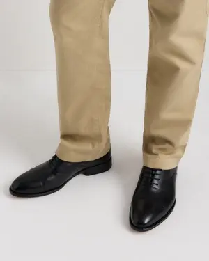 Quince Italian Leather Cap Toe Oxford - Black