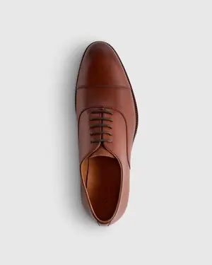 Quince Italian Leather Cap Toe Oxford - Cognac