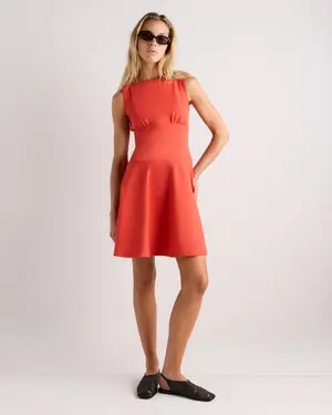 Quince Organic Stretch Jersey Drop Waist Mini Dress - Chile