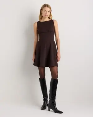 Quince Organic Stretch Jersey Drop Waist Mini Dress - Espresso