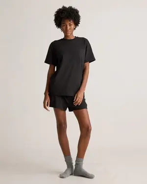 Quince Dream Lounge Oversized Short Sleeve Pajama Set - Bold Black