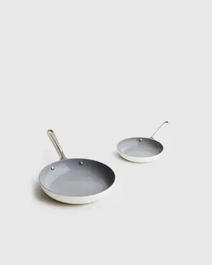 Quince Ceramic Nonstick Frying Pan Set: 8" & 10 - Ivory