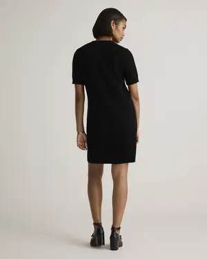 Quince Cashmere Short Sleeve Mini Dress - Black