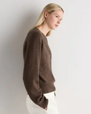 Quince Mongolian Cashmere Dolman Sleeve Henley Sweater - Brown