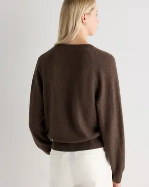 Quince Mongolian Cashmere Dolman Sleeve Henley Sweater - Brown