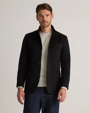 Quince Cashmere Stand Collar Blazer - Black