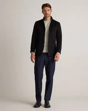 Quince Cashmere Stand Collar Blazer - Black