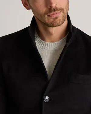 Quince Cashmere Stand Collar Blazer - Black