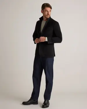 Quince Cashmere Stand Collar Blazer - Black