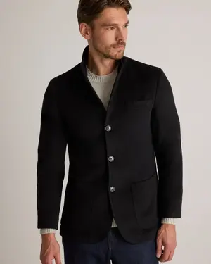Quince Cashmere Stand Collar Blazer - Black