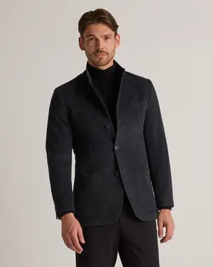 Quince Cashmere Stand Collar Blazer - Heather Graphite