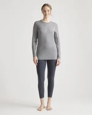 Quince 100% Merino Wool All-season Long Sleeve Base Layer - Heather Grey