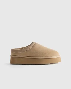 Quince Australian Shearling Platform Clog Slipper - Light Sand