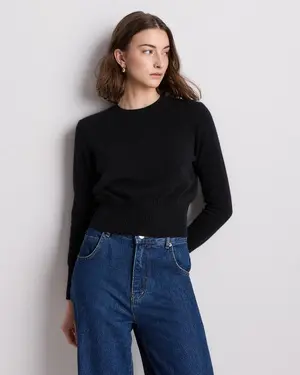 QUINCE Mongolian Cashmere Shrunken Crewneck Sweater