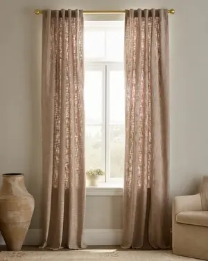 Quince Textured Cotton Curtain - Flax