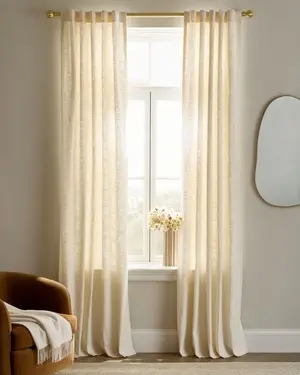 Quince Textured Cotton Curtain - Ivory