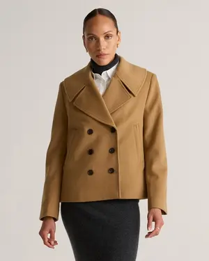 Quince Italian Wool Short Pea Coat - Caramel