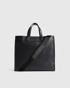 Quince Excursion Italian Leather Tote - Black