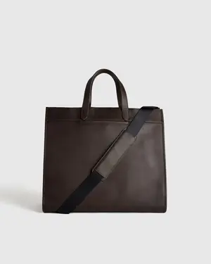 Quince Excursion Italian Leather Tote - Hickory