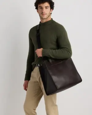 Quince Italian Leather Tote - Hickory