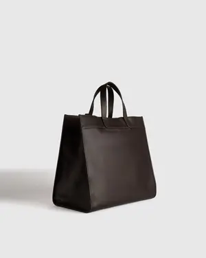 Quince Italian Leather Tote - Hickory